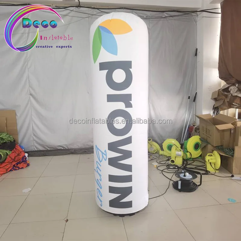 White lettered inflatable lamp posts with led lights for advertising ...