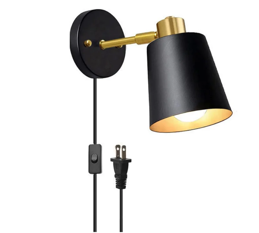 American Retro Industrial Style Swing Arm Wall Lamp Bedroom Bedside ...