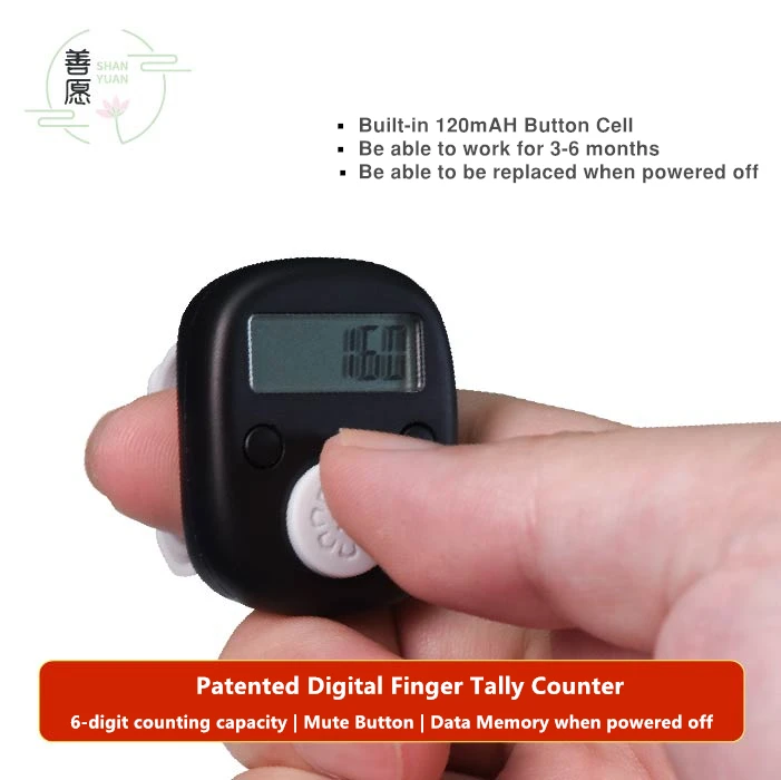 White Button Cell Finger Tally Counter for Praying & Chanting