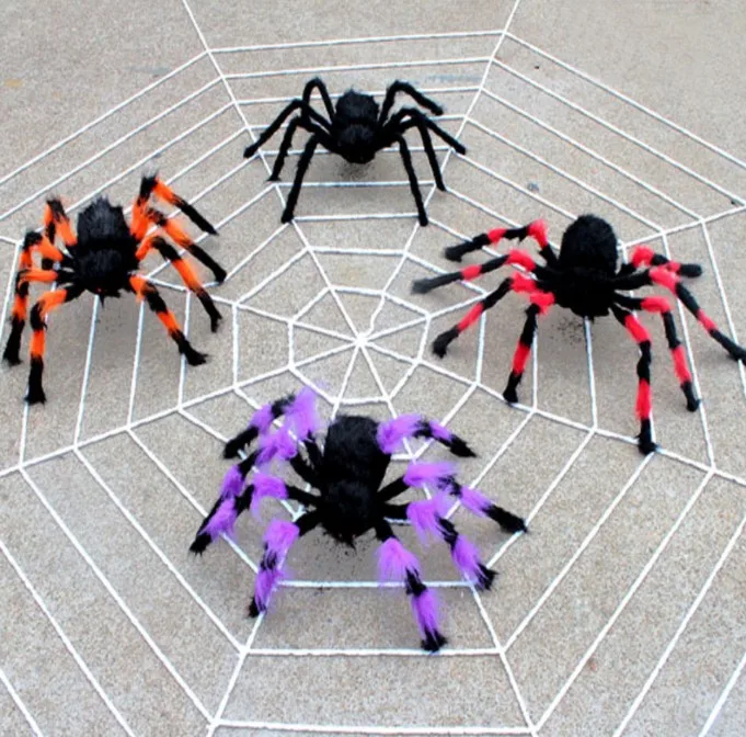 Giant Realistic Hairy Spiders Scary Spider Props Halloween Plastic ...