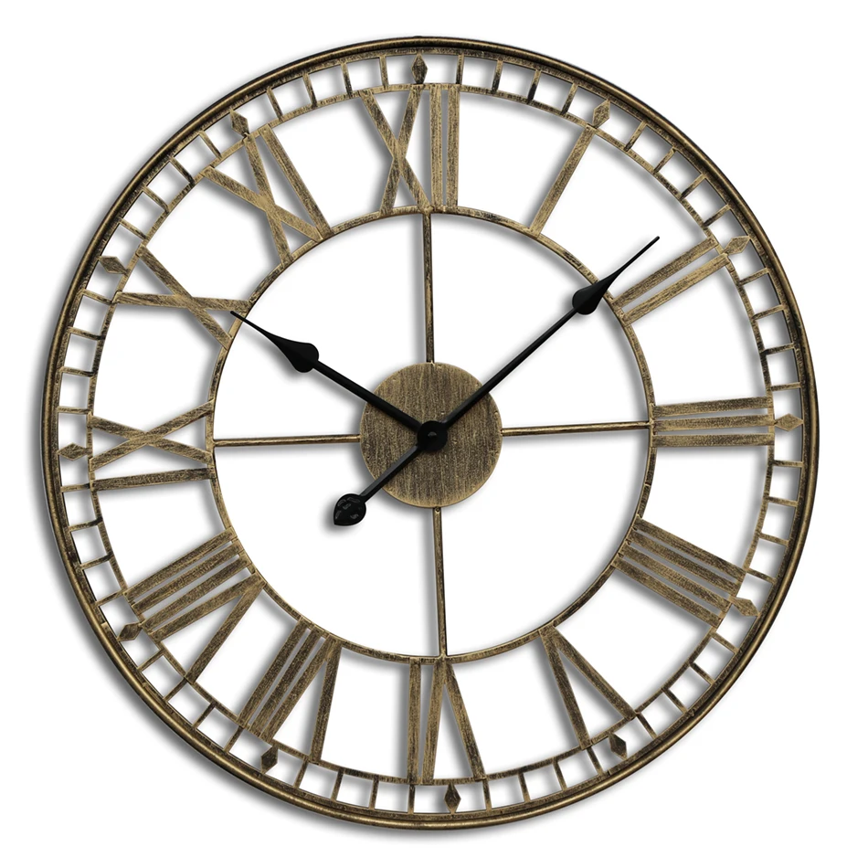 Large Roman Letters Modern Clock Simple Design Round Retro Farmhouse ...