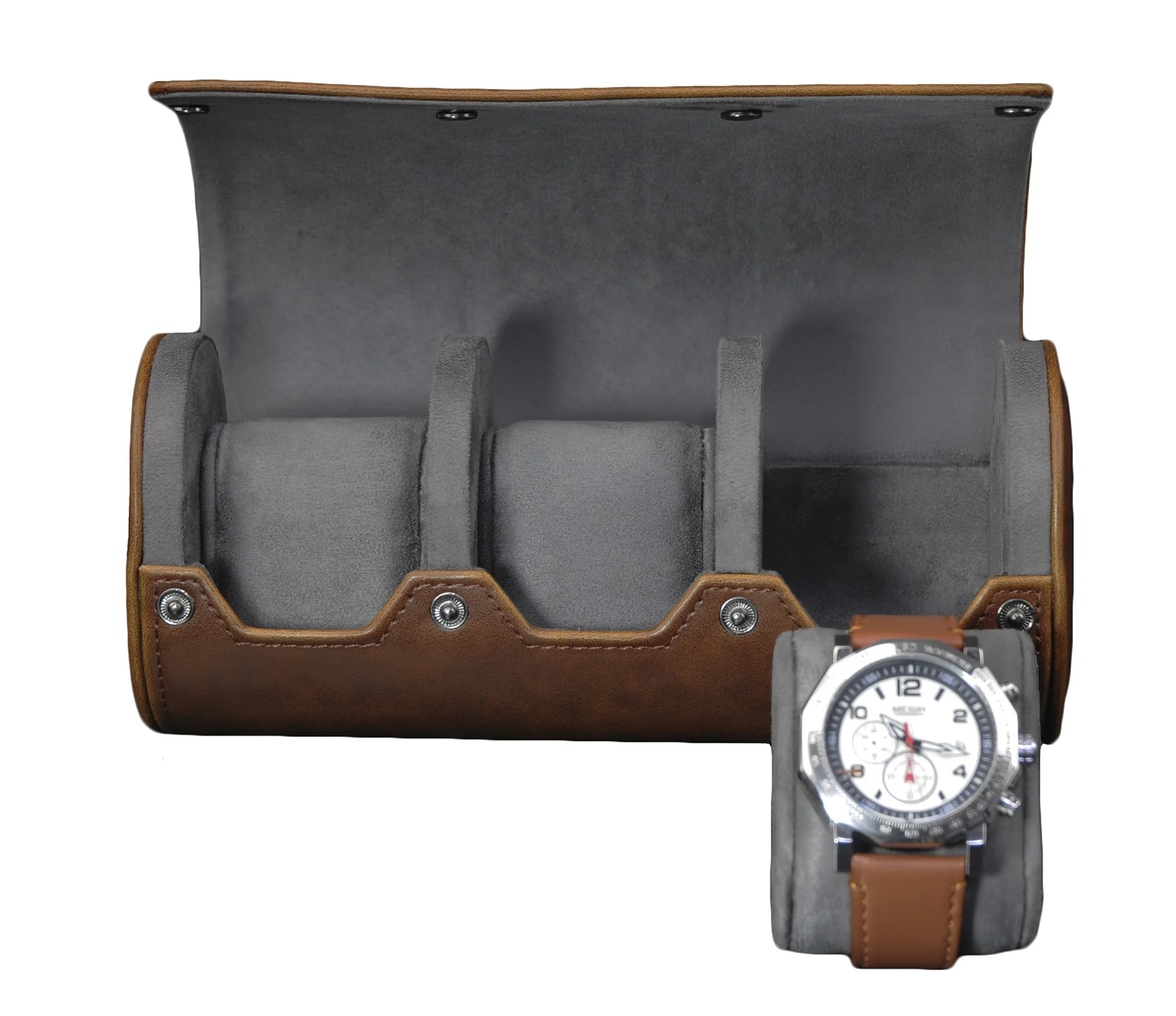 Custom Logo Luxury Antique Vegan Leather Watch Travel Case Pouch Single ...