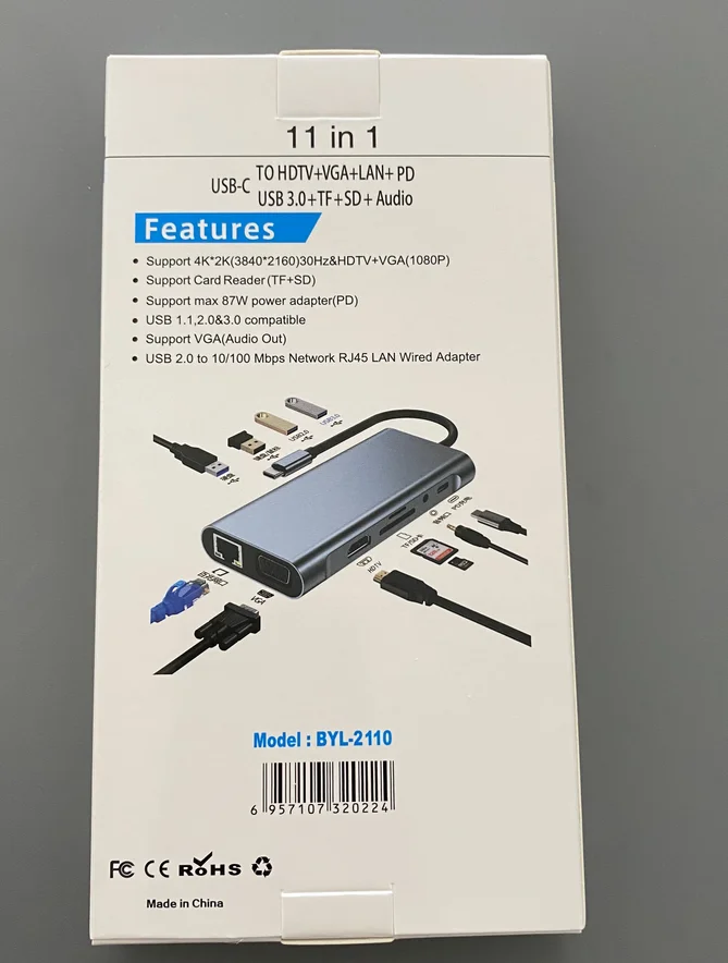 11 In 1 Usb C Hub Multifunction Type C Docking Station Hdtv 2 3 4 5 6 8 ...