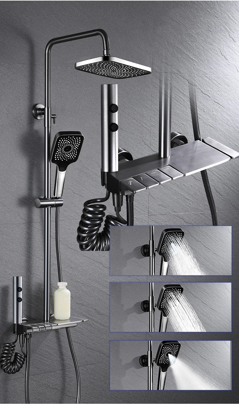 Luxury Piano Key Rainfall Shower Head with Handheld Spray, Adjustable ...