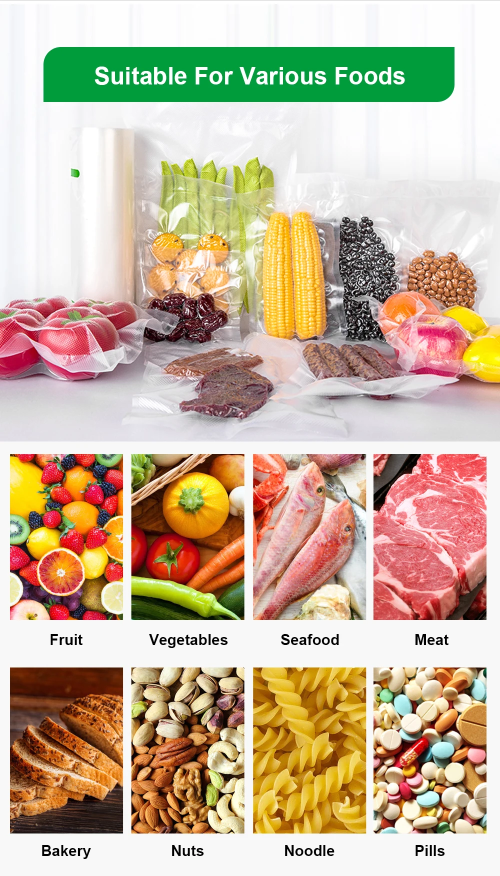 Transparent Laminated Food Packaging Plastic Embossed Pa Pe Vacuum Seal ...