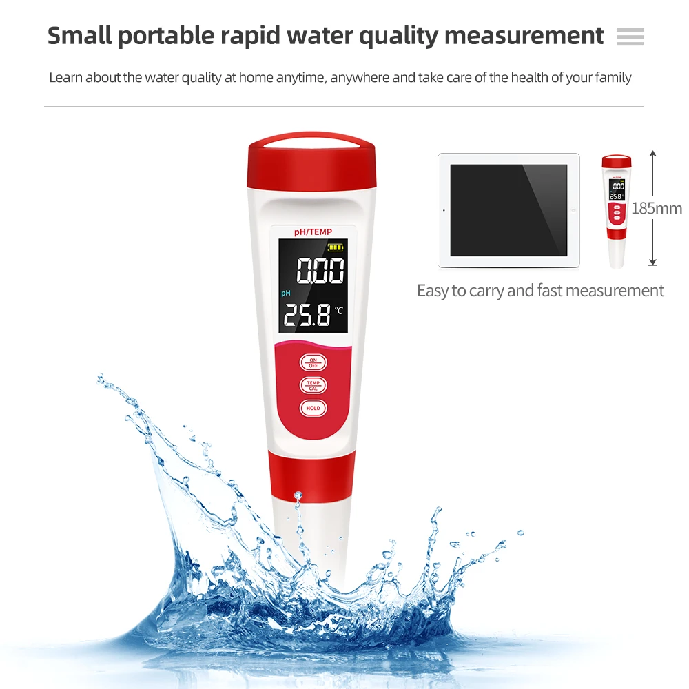 Ph-100 Portable Pen Type Lcd Display Digital Water Quality Tester 2 In ...