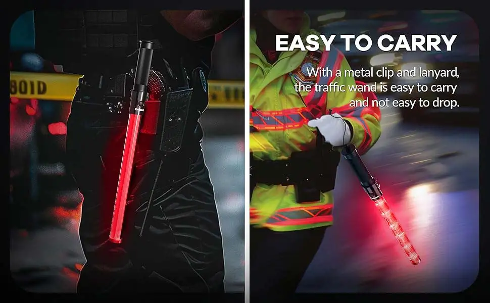 54cm Reflective Traffic Control Flashing Stick Red LED Wand Warning ...