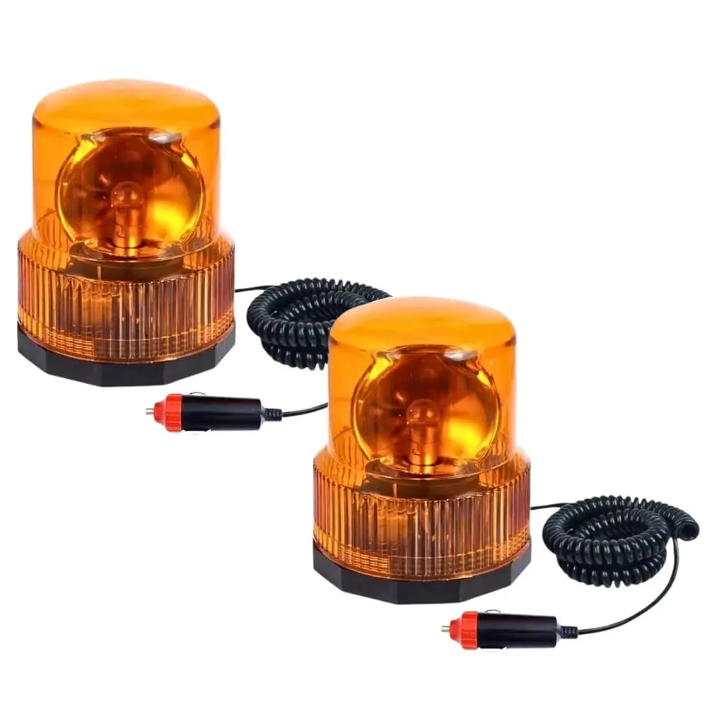 2pc Magnetic 12V Strobe Light Flashing Orange Spiral 2m for Road Safety ...