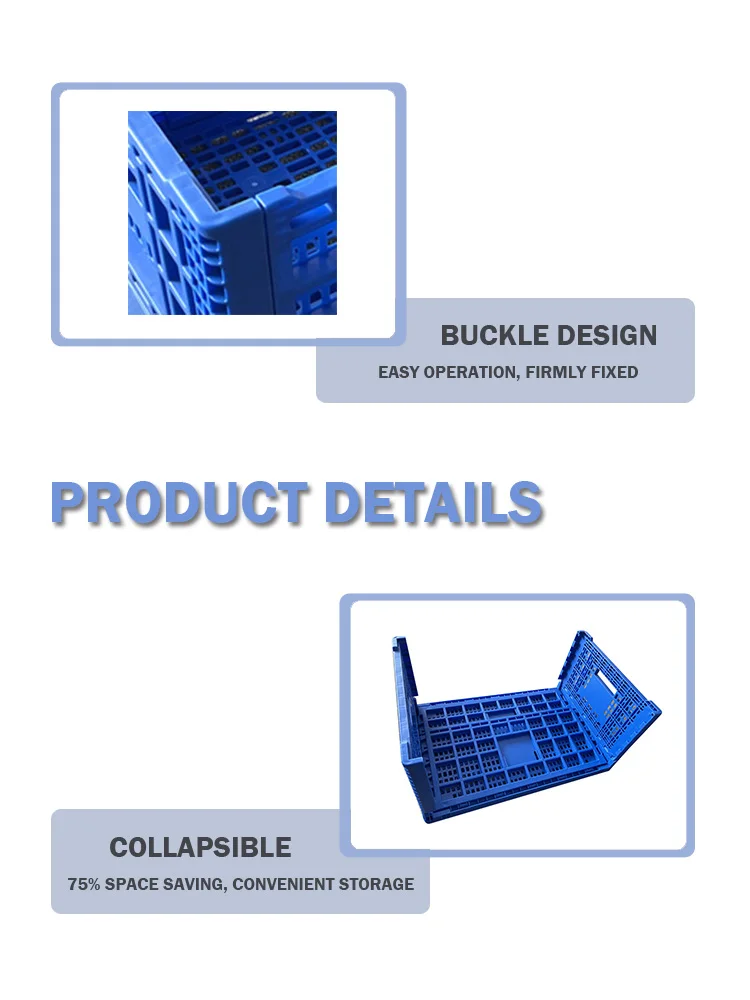 Custom 45l 60l 70l 600*400 Odm Oem Plastic Folding Crate Vegetable Stackable Foldable Storage ...