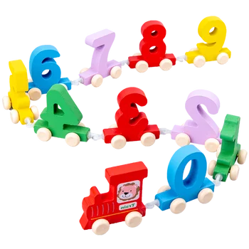 Children's Wooden Train Number Blocks Fun Toys Sets Montessori ...