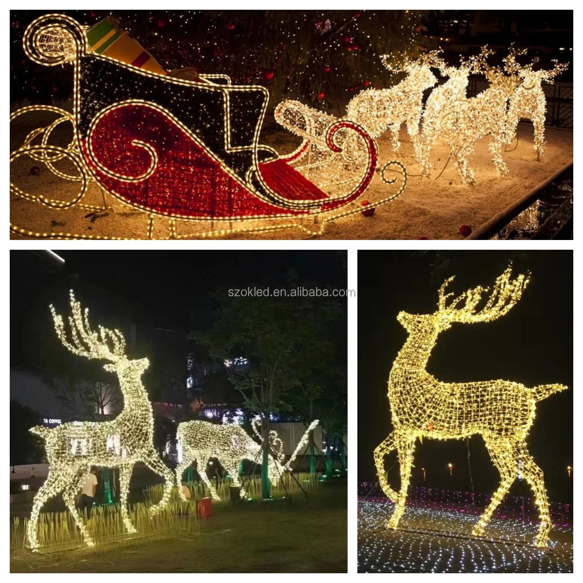 Outdoor Christmas Street Large LED Frame 2D 3D Deer Motif