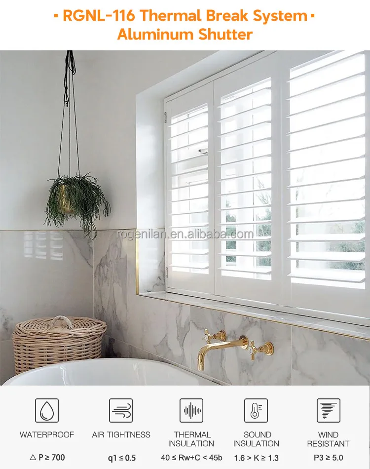 ROGENILAN Custom Interior Plantation Aluminum Window Shutters
