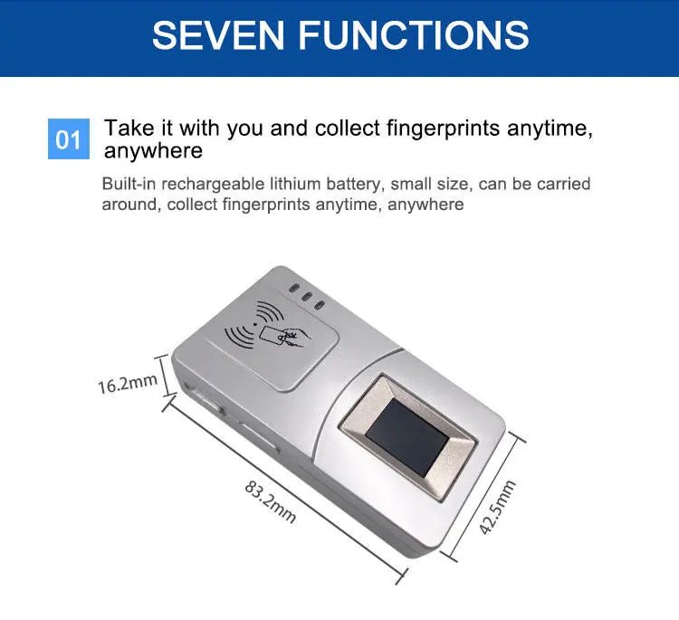 HF7000 Wireless Fingerprint Scanner - Reliable Biometric Security