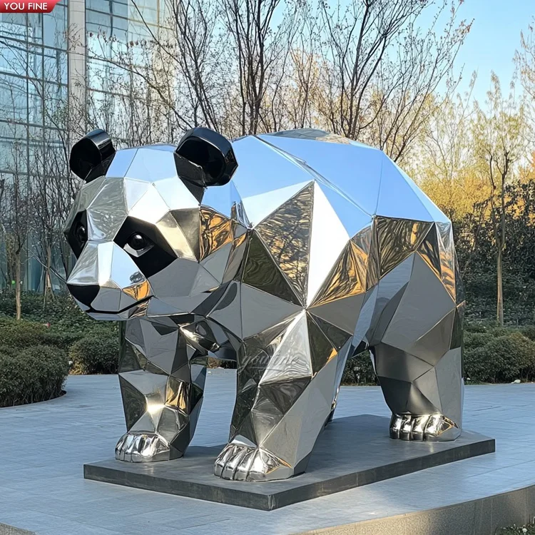 Outdoor Modern Geometric Stainless Steel Panda Statue| Alibaba.com