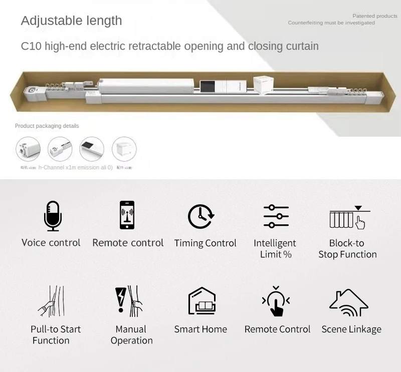 1.5m Gm150 Tuya Automation Motorized Smart Curtain Track Curtains ...