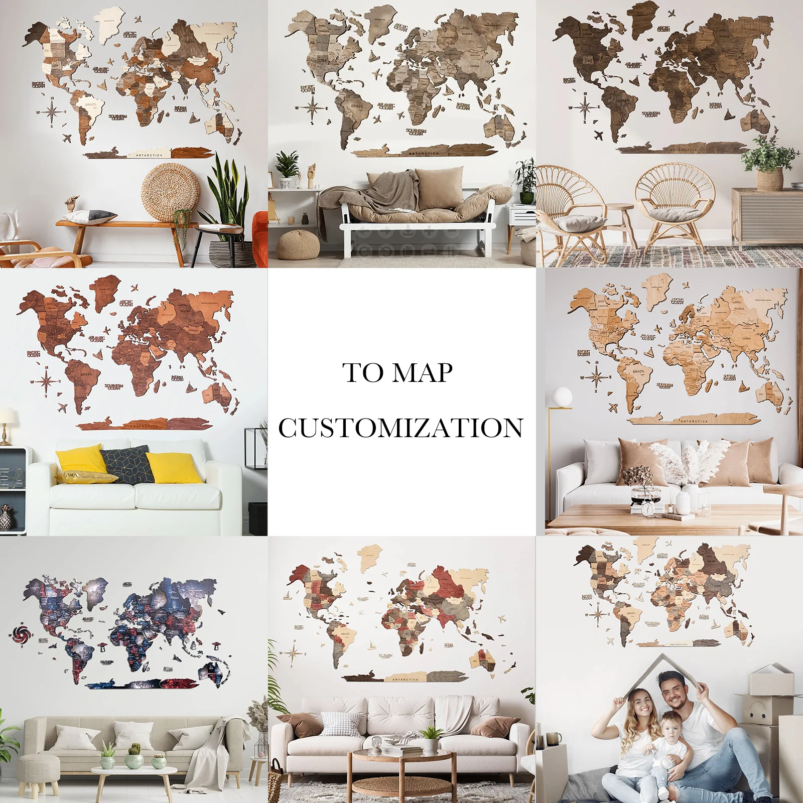 3d Wood Puzzle World Map With Light Backboard World Travel Map Home ...