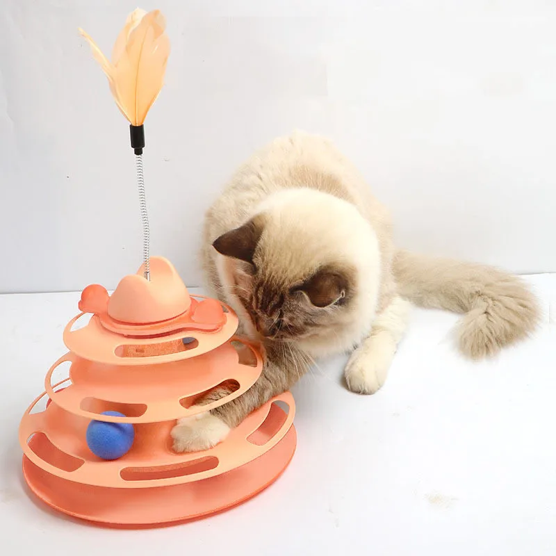 Hot Sale Pet Supplies Cat Interactive Toy 4 Layers Tower Toys Turntable ...