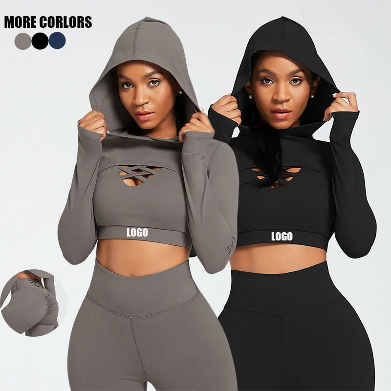 Custom Logo Gym Clothing 3 Pcs Women Hollow Fitness Seamless Active Wear Yoga Set Workout ...