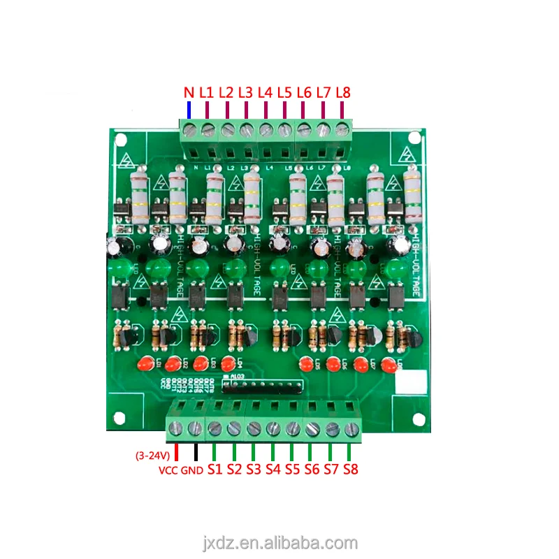 8 CHANNEL 220V Optocoupler Isolation Module/220VAC Detect module/AC ...