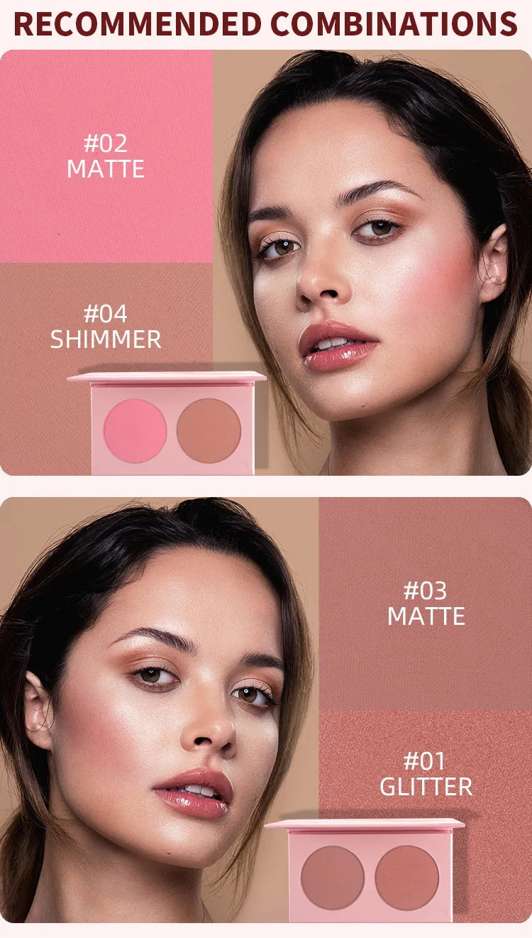 Best Pressed Powder Palette With Blush Face Makeup Dual Colo Rose Red ...