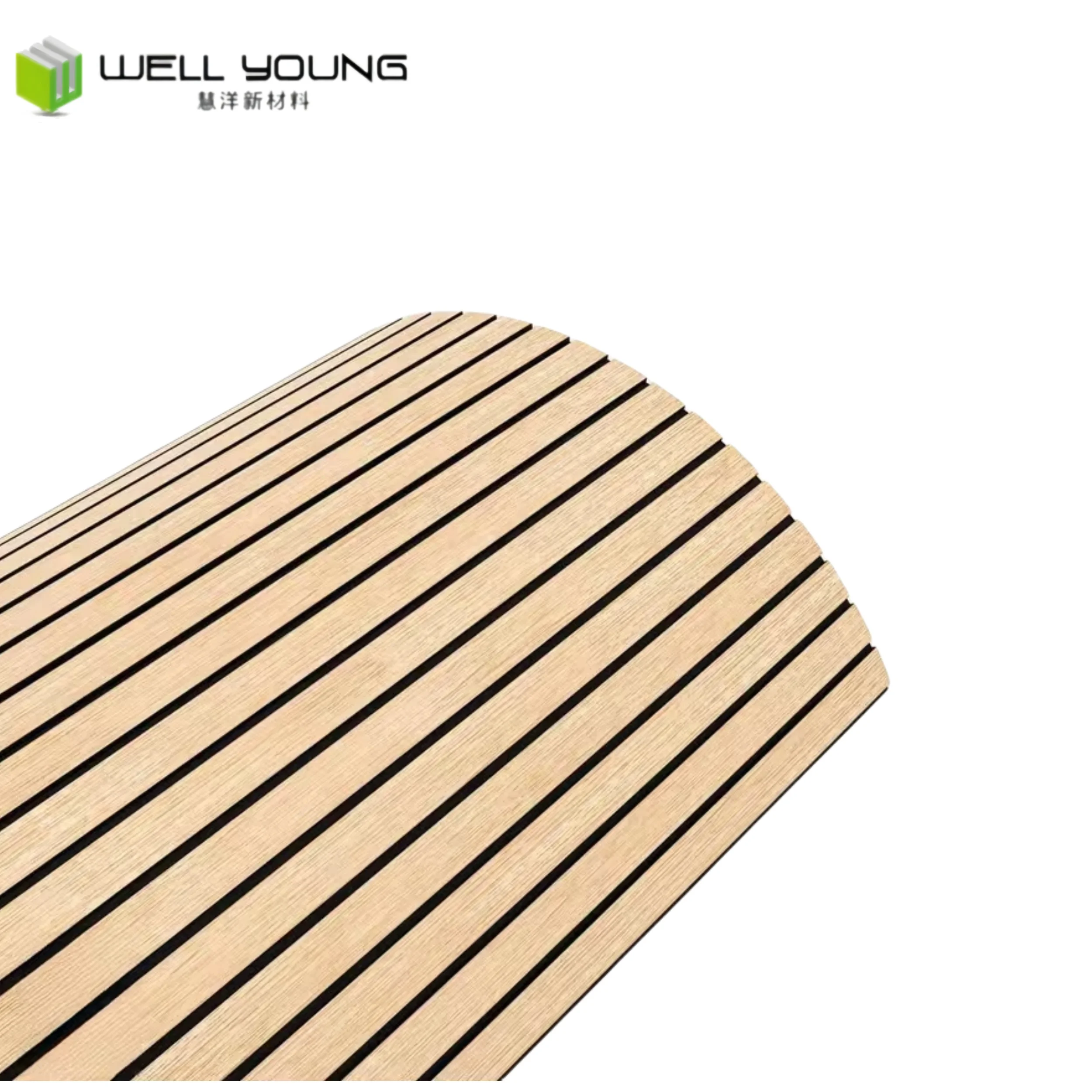 Curved Sound Absorption MDF Slatted Wood Veneer Wall Ceilings Acoustic ...
