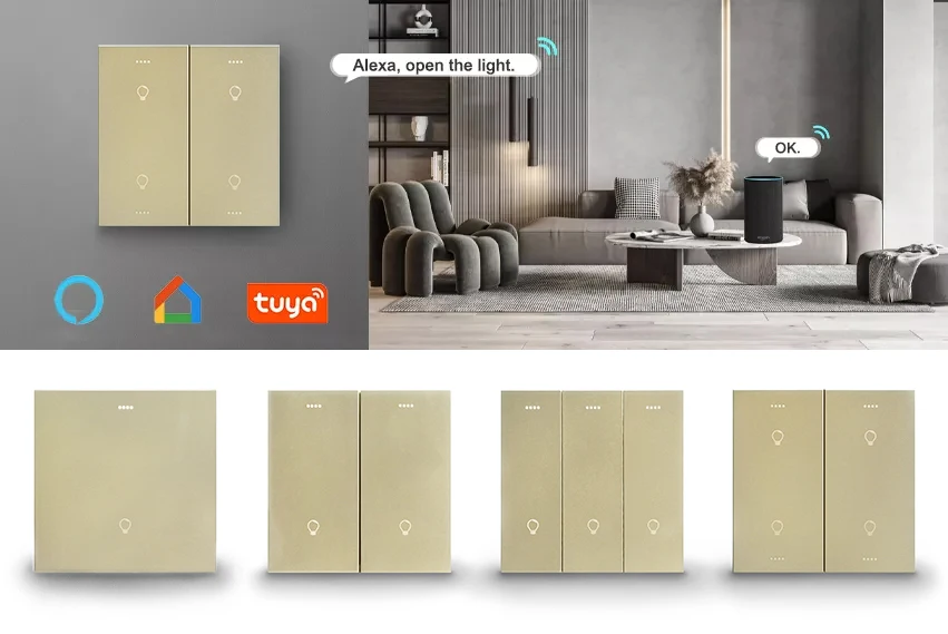 Alexa Google House on off Gang Zigbee Touch Tuya Electric Light Wifi ...