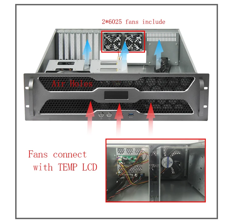 HTPC3U 19 Inch ATX Rack Mount Case - Industrial Server Chassis