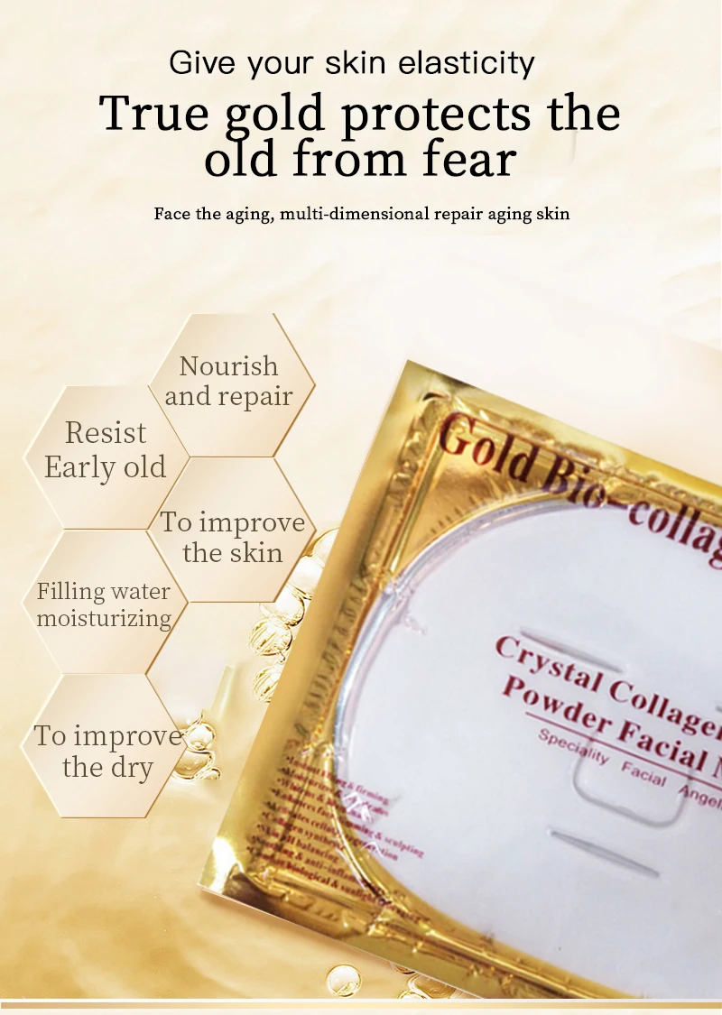 Oem Wholesale 24k Gold Hydrogel Collagen Crystal Facial Mask Vitamin C Moisturizing Face Care ...
