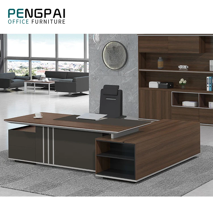 MDF office desk luxury executive modern office desks L shaped computer ...