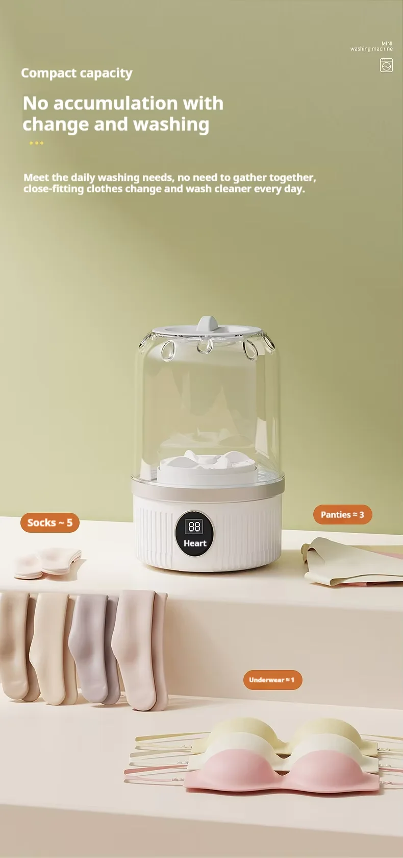 Mini Electric Washing Machine - Portable & Foldable Design
