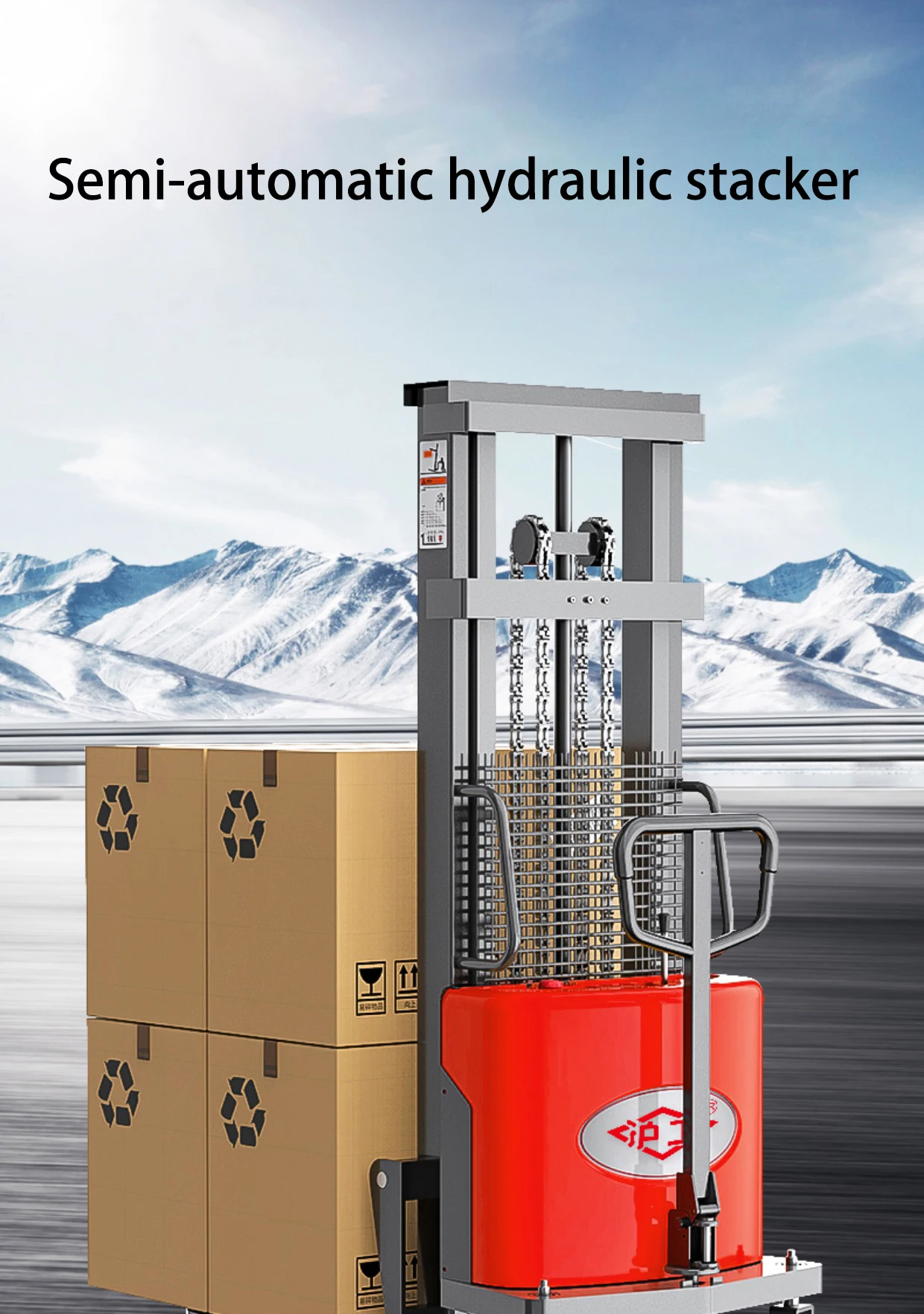 Semi Electric Pallet Stacker Walking Type Electric Stacking Truck ...