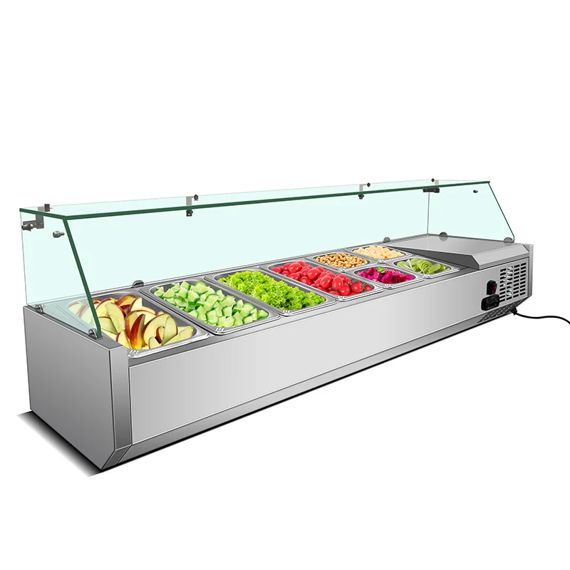 Commercial Stainless Steel Table Top Salad Refrigerator Cooking Display ...
