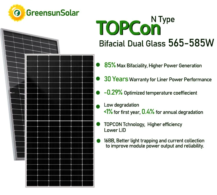 N-type Solar Panel 550watt 545w 565w 585w 600w Monocrystalline Silicon ...