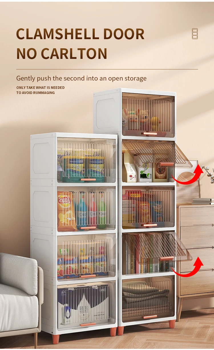 Transparent Storage Cabinet Foldable Plastic Storage Cabinet
