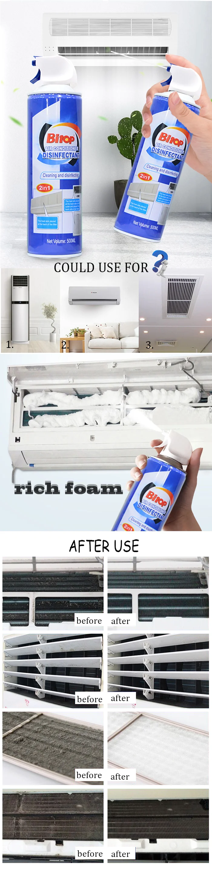 Bitop High Quality AC Foam Cleaner - Efficient & Disinfectant