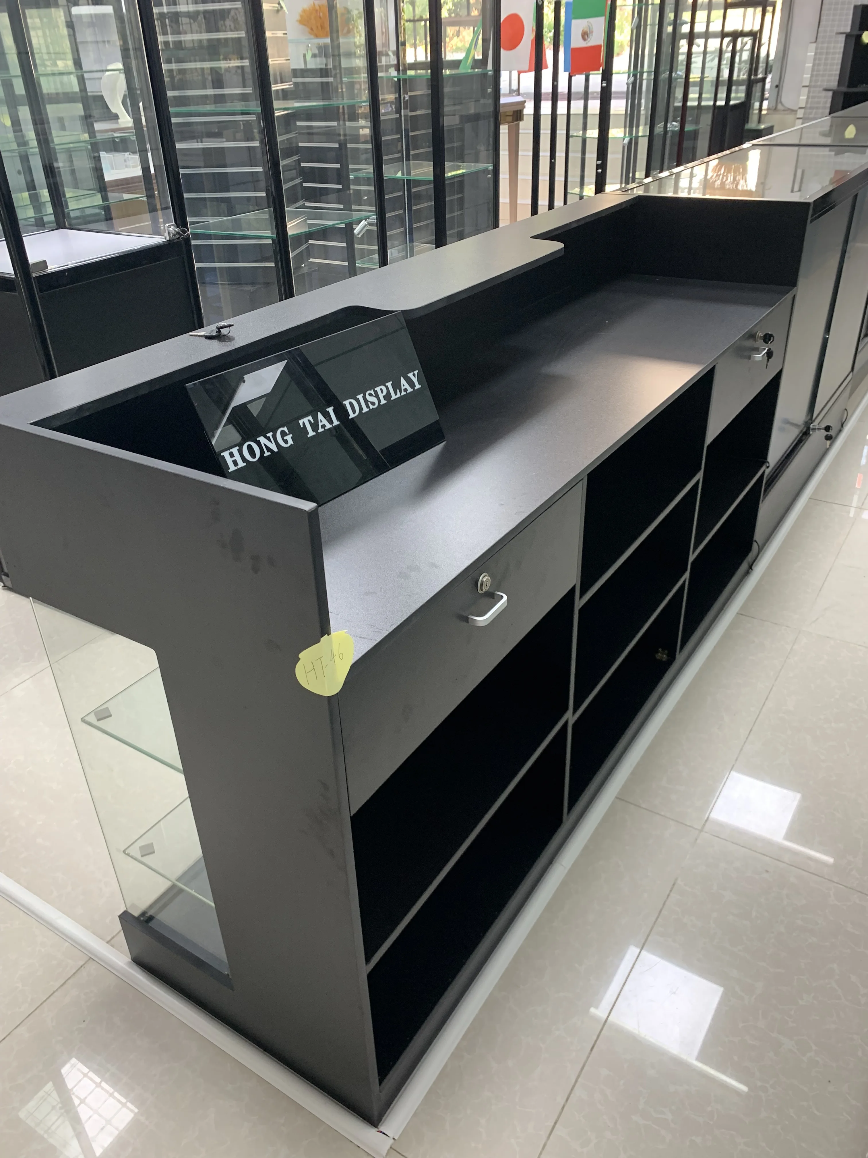 Black Tiered LED Light Smoke Shop Store Fixture Display Showcase with ...