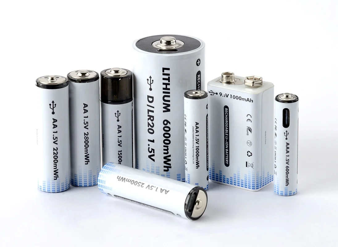 USB Rechargeable Batteries - 1500mah AA Li-Ion Power