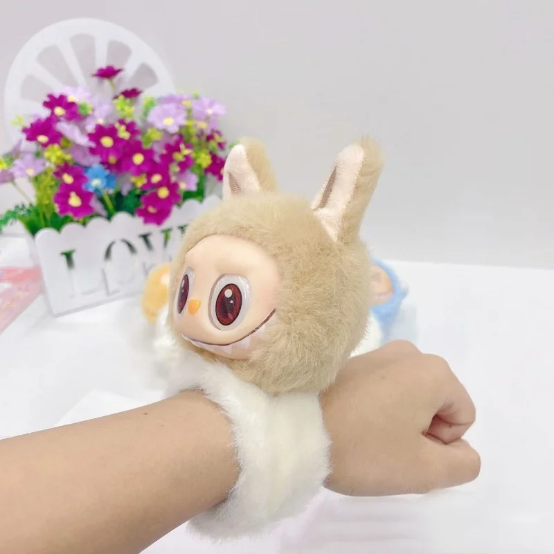 Labubu Big Head Wrist Plush Clap Ring Vinyl Labubu Plush Pendant Pop ...