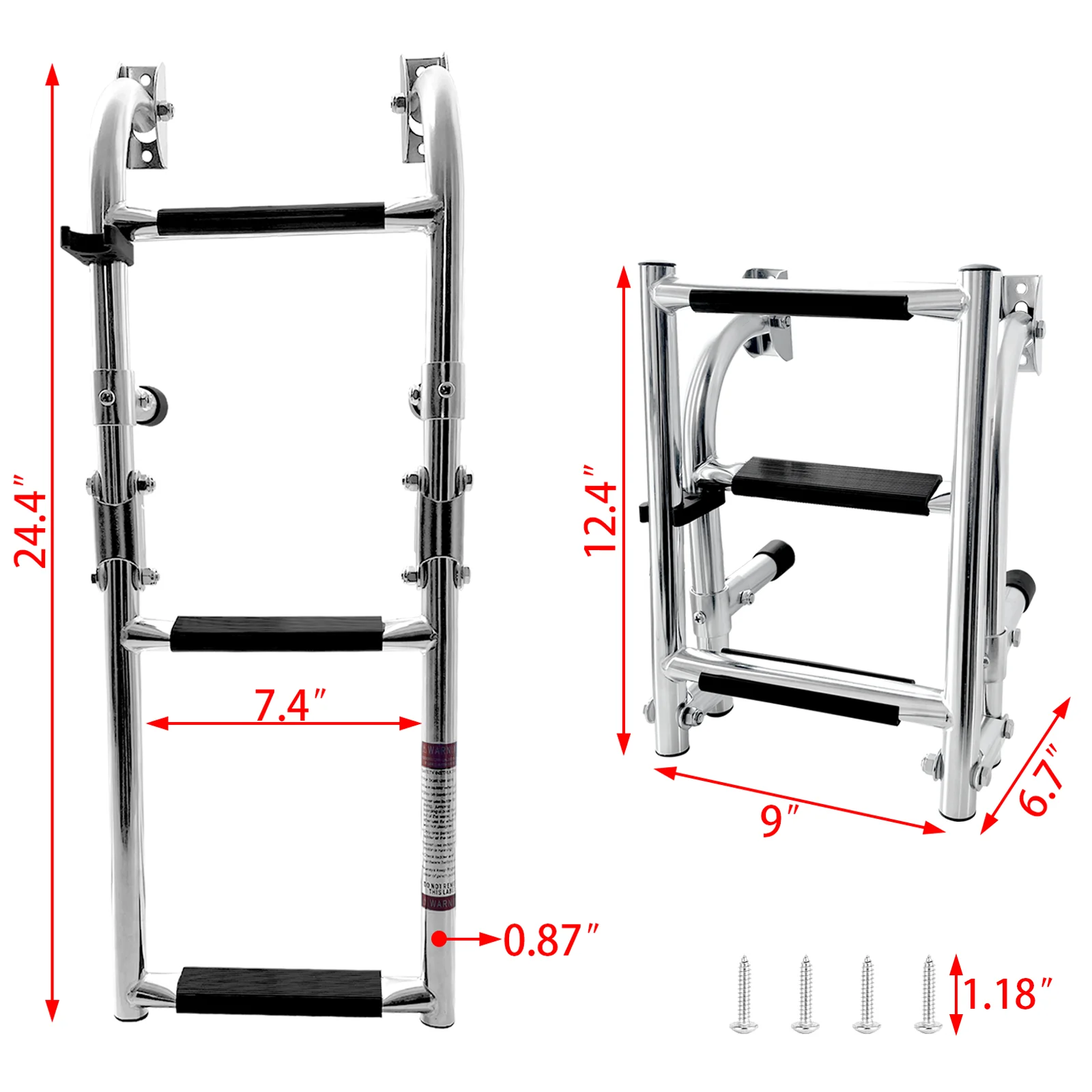 Stainless Steel Folding Boat Boarding Ladder For Pontoon,2+1 Steps ...
