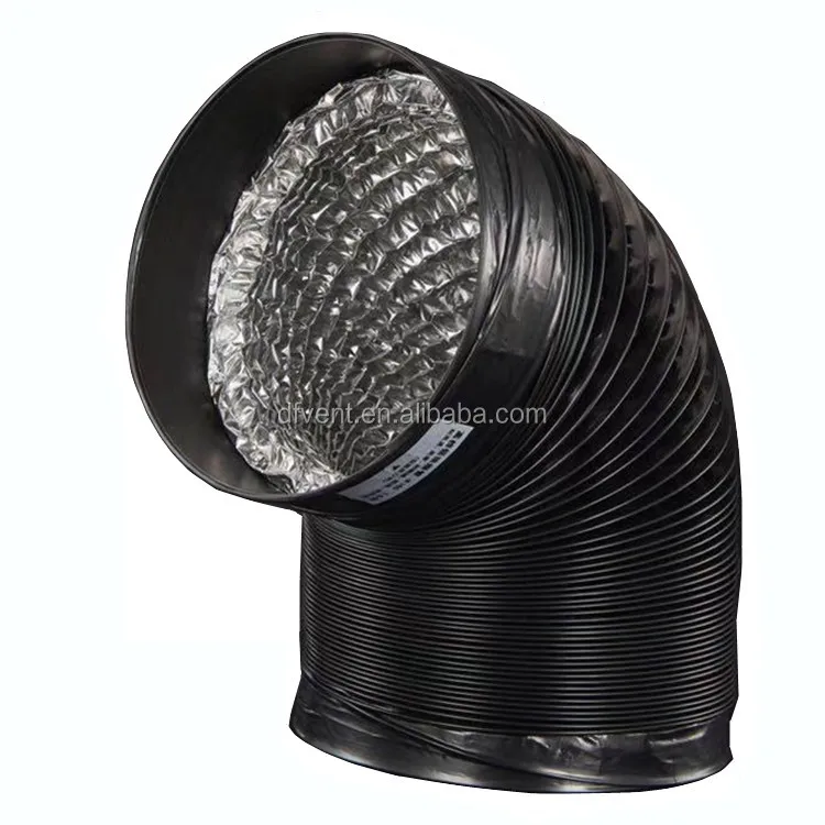 Hvac System Air Venting Flexible Duct 200mm Black Pvc Non-insulated ...
