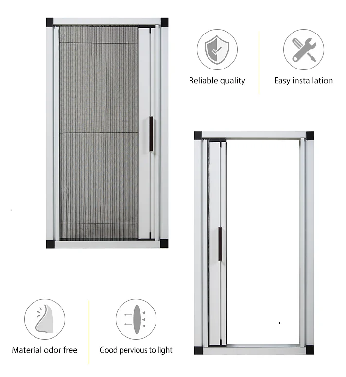 Retractable Pleated Mesh Sliding Insect Screen Door