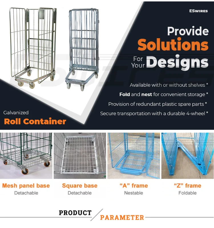 Collapsible Logistic Adjustable Wheel 3-Side Folding Warehouse Zinced ...