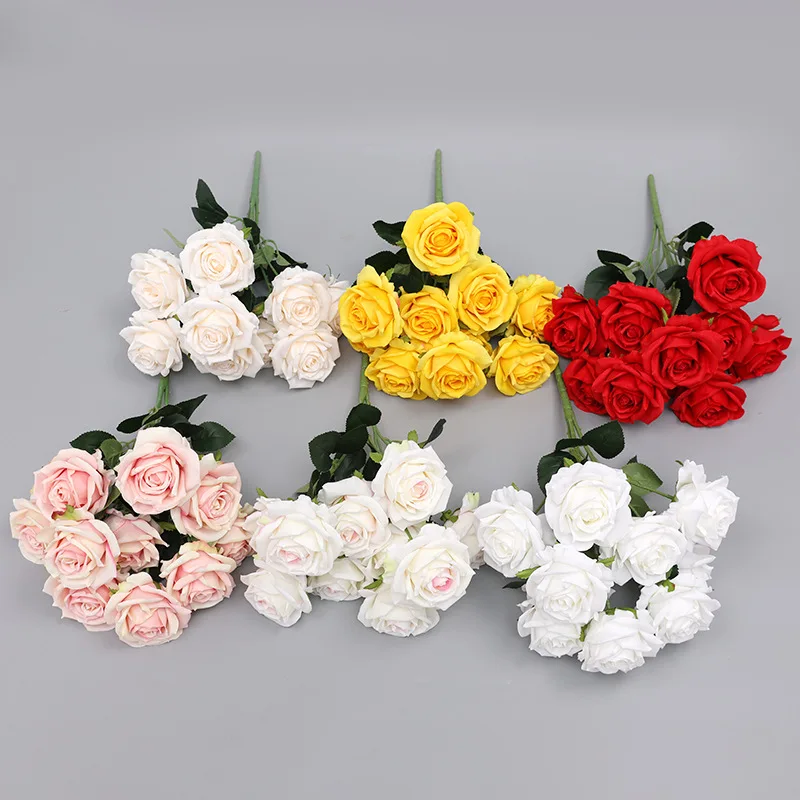 Rosas De Seda De Alta Calidad,10 Cabezas,Decoración Para El Hogar,Boda ...