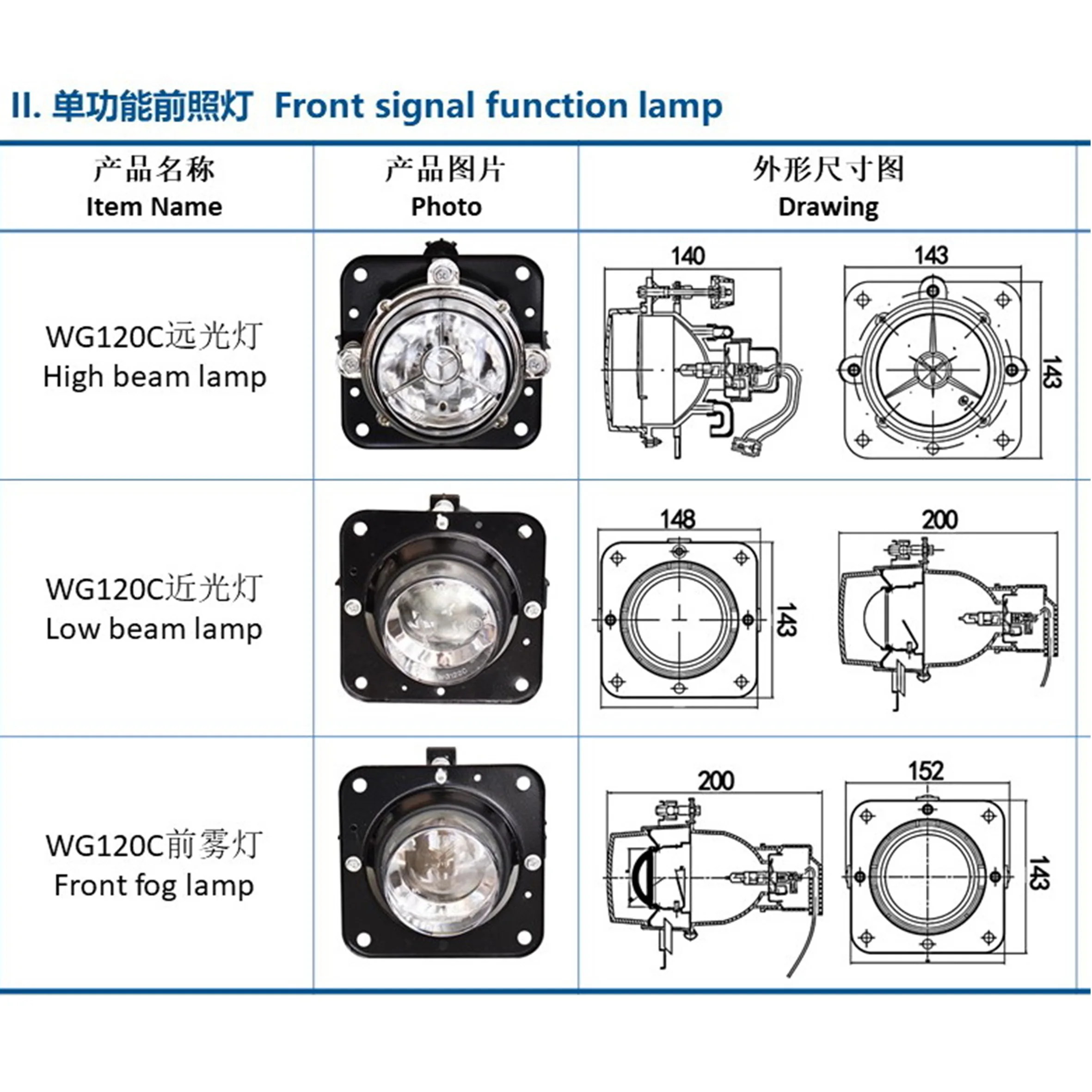 Original Bus Headlight Wg120c Single High Beam Headlight Head Lamp For ...