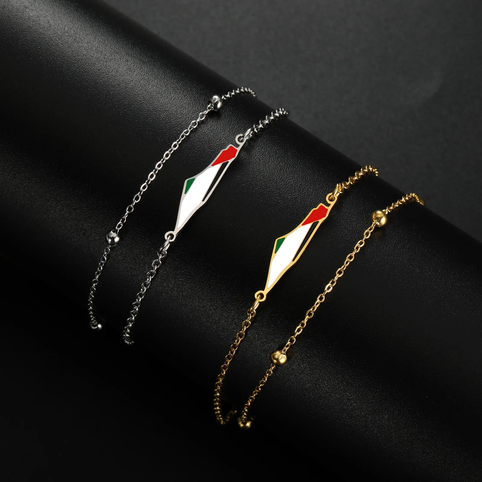 New Design Stainless Steel Palestine Map Bracelet For Women Two Layers ...