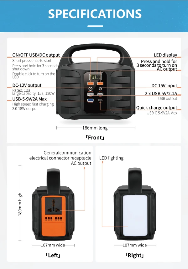 Portable Battery 220v Ac Dc Outdoor Powered Generator Solar Power ...