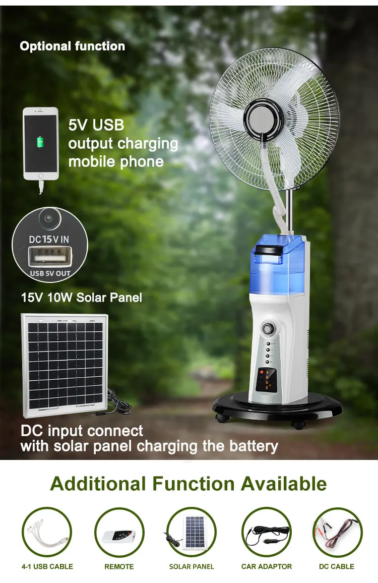 16 Inch Rechargeable Mist Fan - Perfect for Hotels & Outdoor
