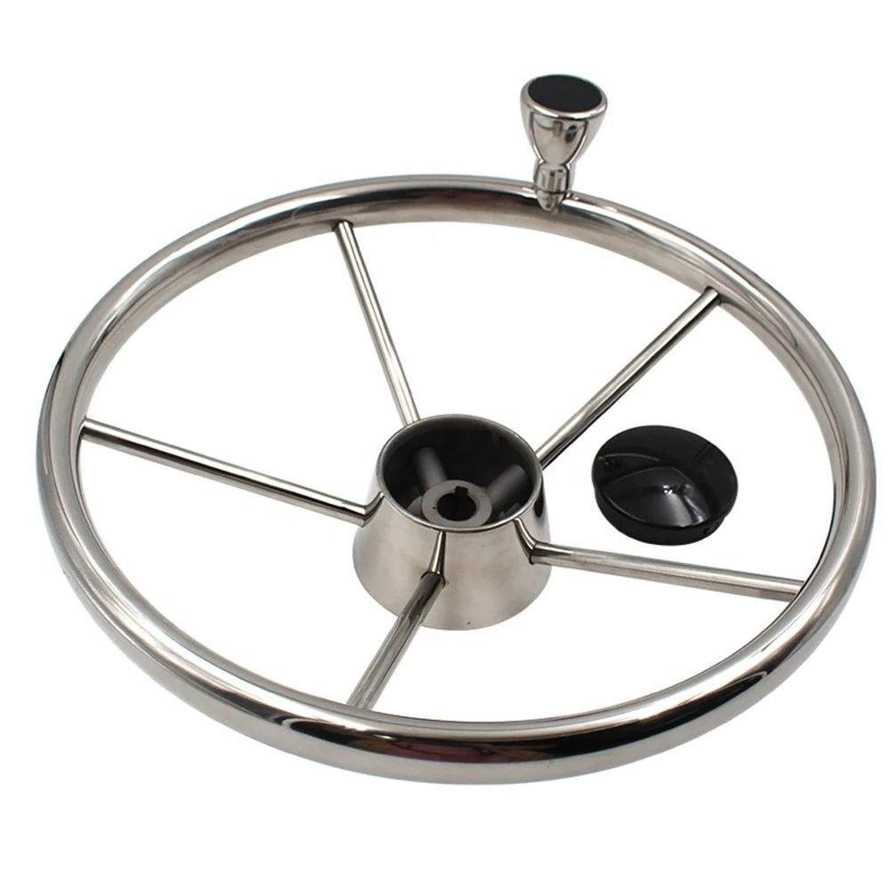 Marine Grade 316 Stainless Steel Boat Steering Wheel 13.5 Inch With 5 ...