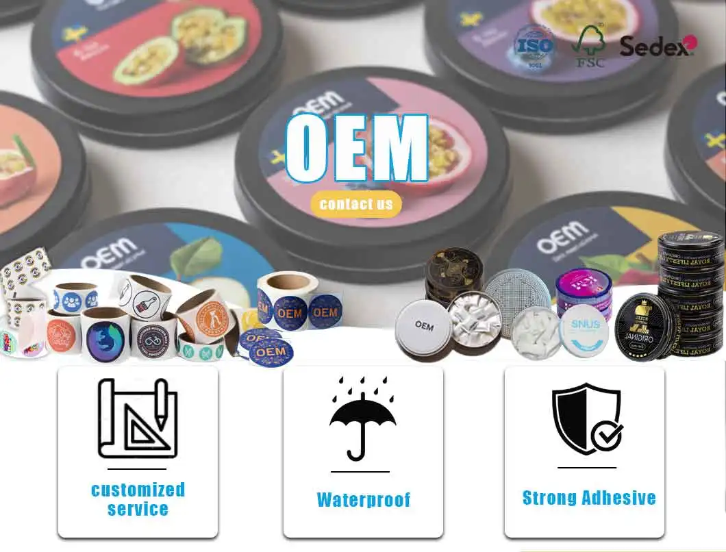 Customized UV Embossed Tobacco Snus Private Sticker Vinyl PVC Snus Cans ...