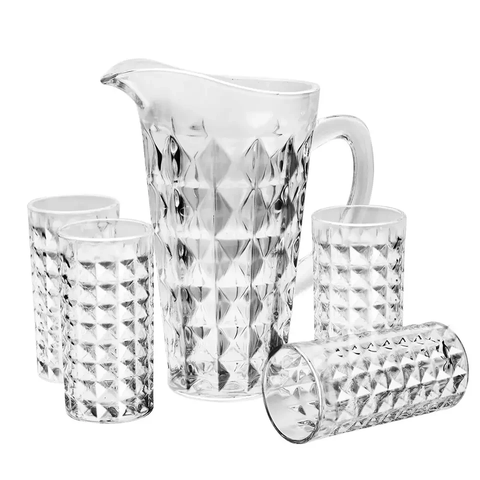 Drinking Glassware Glass Water Jug Set Glass Pitcher With Glass Cup Set ...